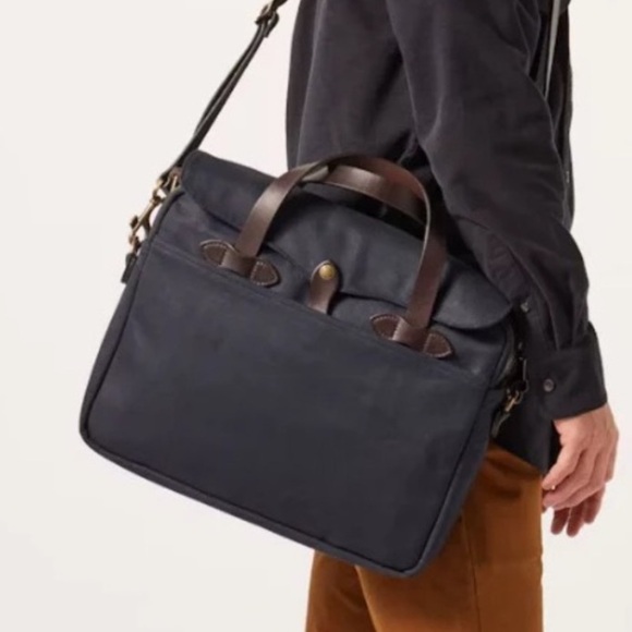 Filson | Bags | Filson Rugged Twill Original Briefcase Navy Blue Brown ...